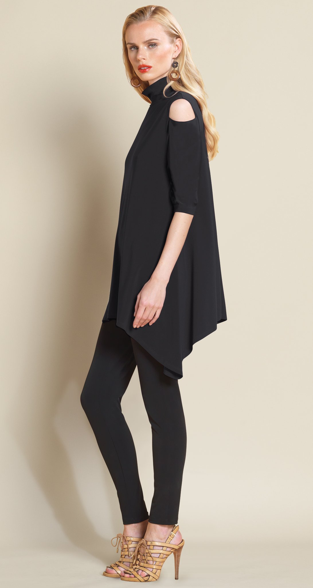 Clara Sunwoo Mock Neck Open Shoulder Tunic | chicdoor.com